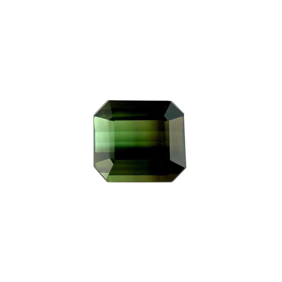 Deep Green NATURAL Bi Colour Tourmaline 2.43ct Octagon Emerald Cut 8x7 ...