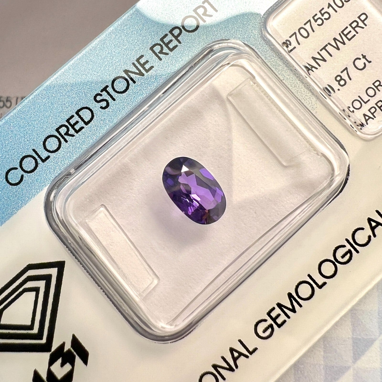 IGI Certified 0.87ct COLOUR CHANGE Sapphire Pink Purple Elongated Oval ...