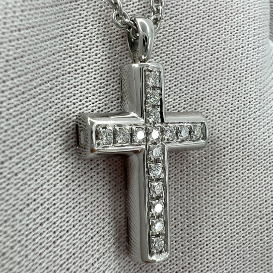 Rare Vintage Bvlgari Diamond Cross 18 Karat White Gold Pendant Necklac ...