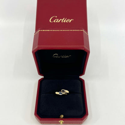 Cartier Deep Blue Sapphire Oval Cut Ellipse 18k Gold Bypass Split Ring ...