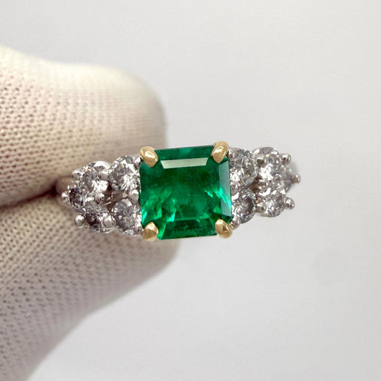 Rare Tiffany & Co. Fine Green Emerald & Diamond Platinum & 18k Gold Cl ...