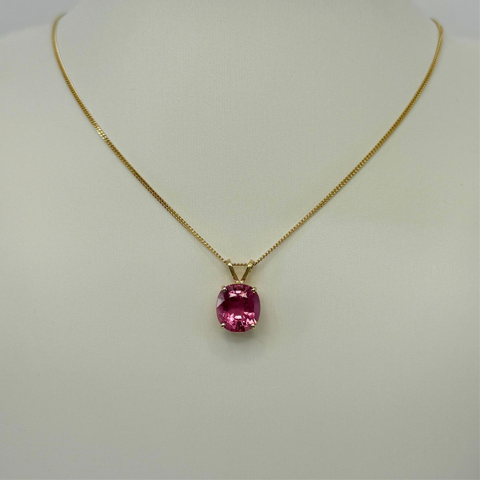 3.60ct Pink Purple Rubellite Tourmaline Oval 18k Yellow Gold Pendant N ...