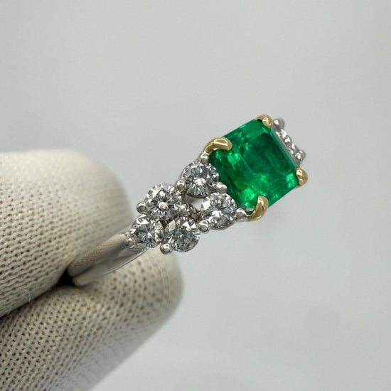 Rare Tiffany & Co. Fine Green Emerald & Diamond Platinum & 18k Gold Cl ...
