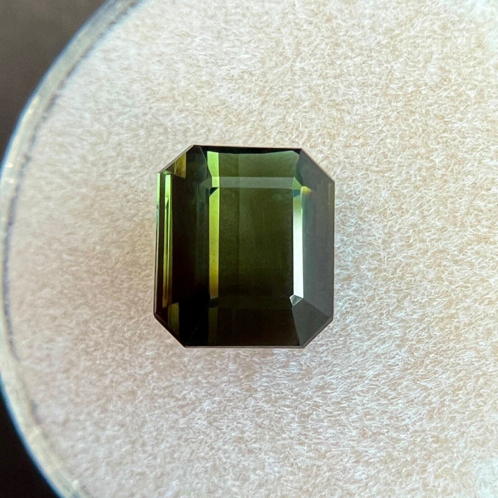 Deep Green NATURAL Bi Colour Tourmaline 2.43ct Octagon Emerald Cut 8x7 ...
