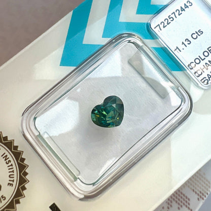 IGI CERTIFIED 1.13ct Colour Change AUSTRALIA Sapphire Green Blue UNTRE ...