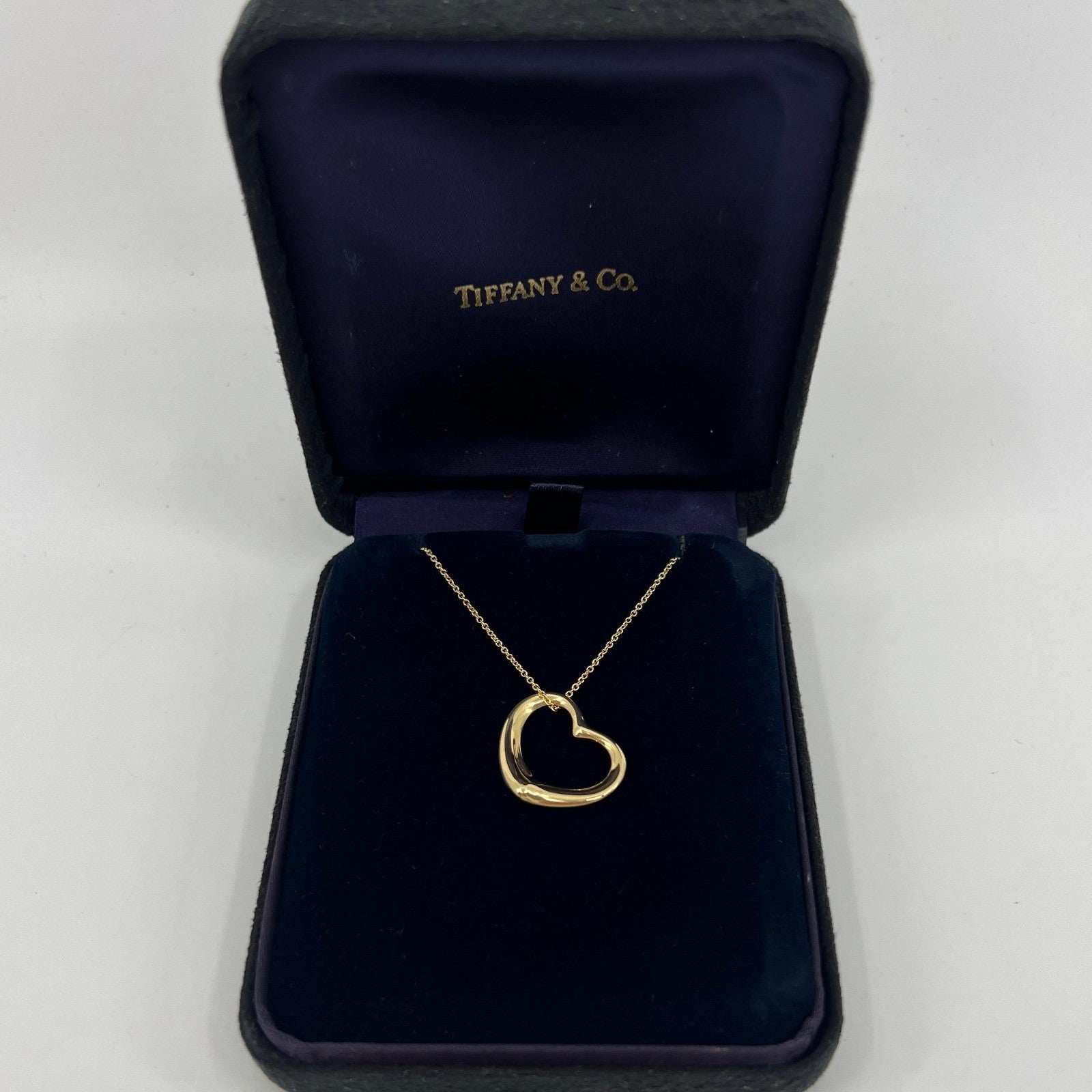 Tiffany & Co. Elsa Peretti 22mm Large Open Heart 18k Gold Pendant Neck ...
