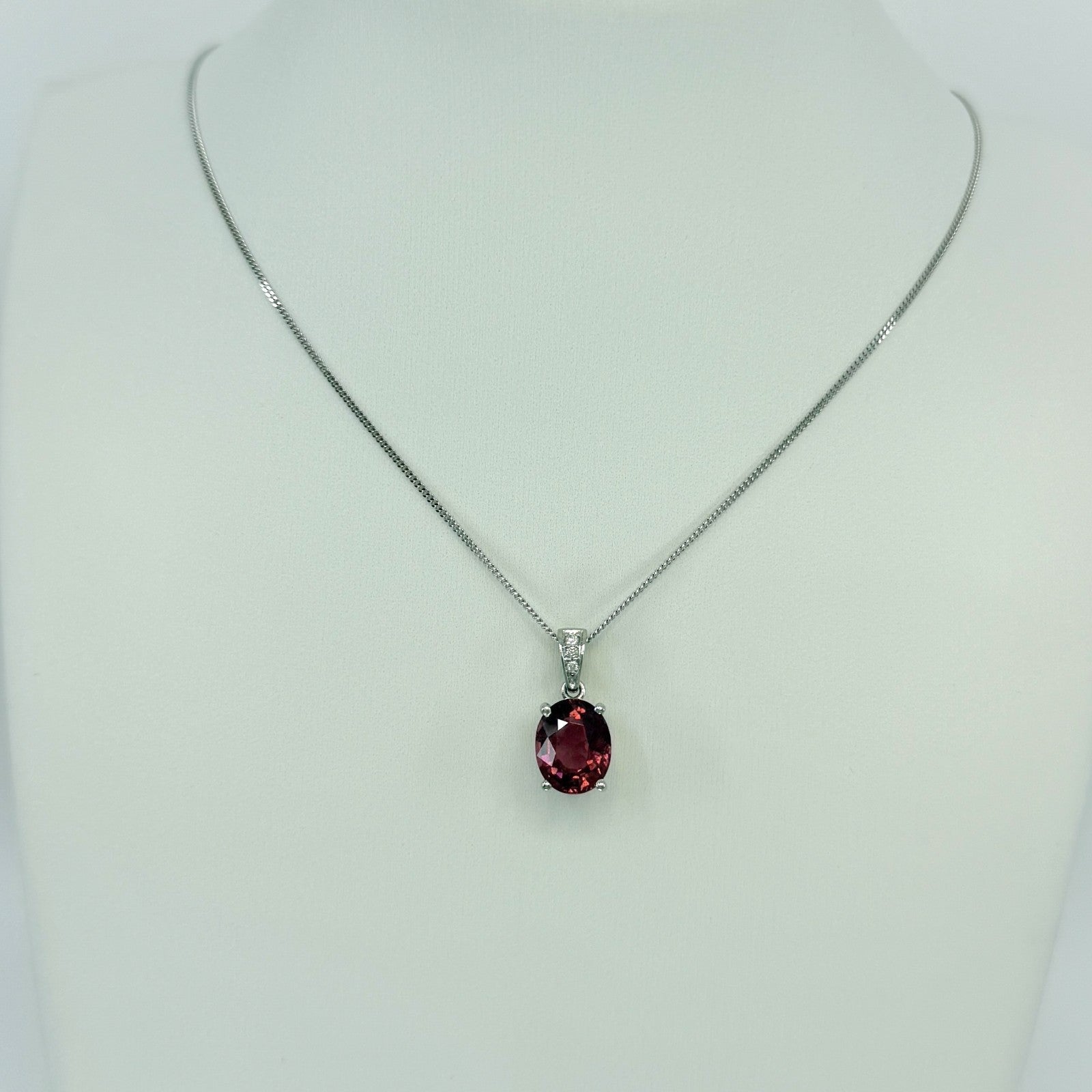 2.53ct Deep Pink Purple Rubellite Tourmaline & Diamond Platinum Pendan ...