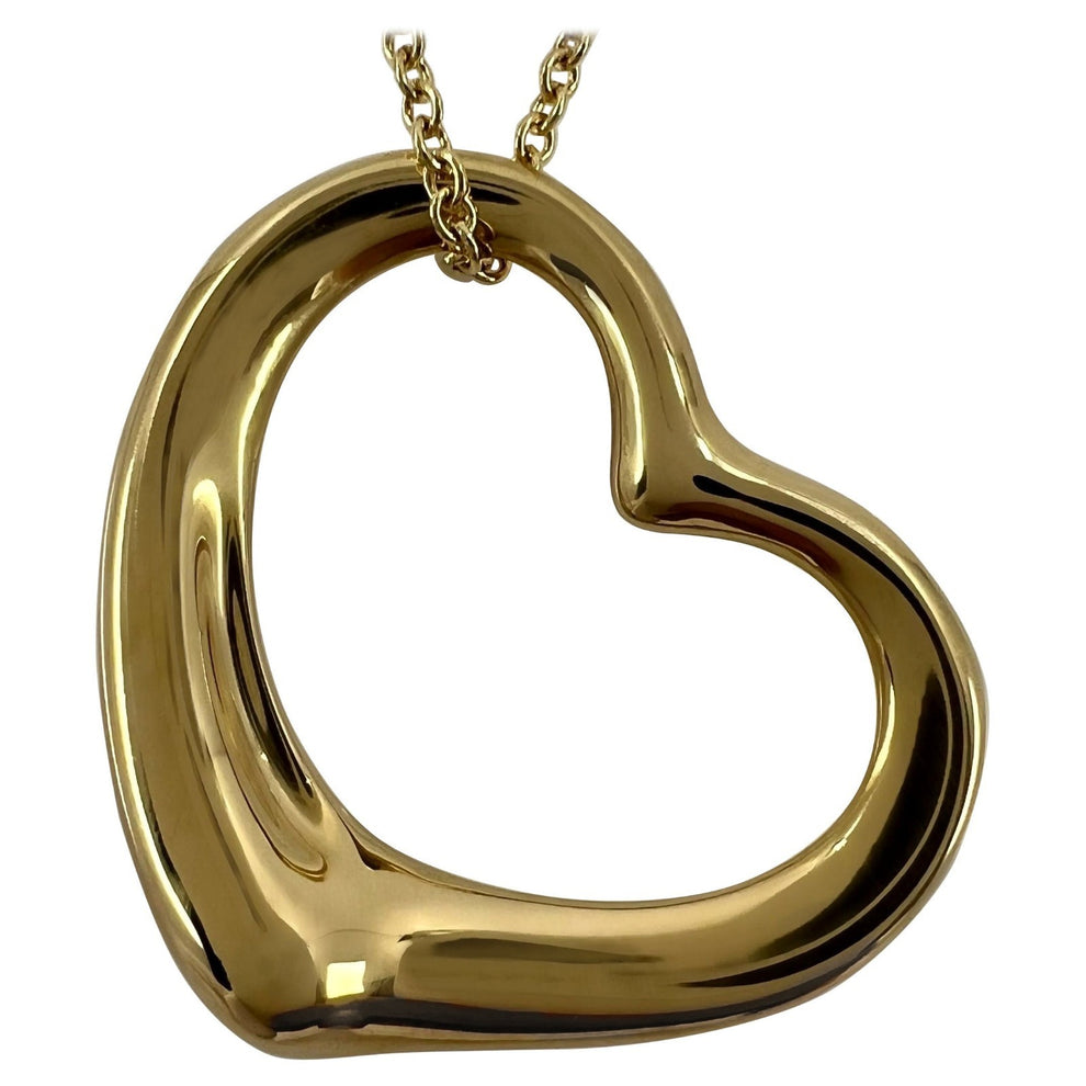 Tiffany & Co. Elsa Peretti 22mm Large Open Heart 18k Gold Pendant Neck ...