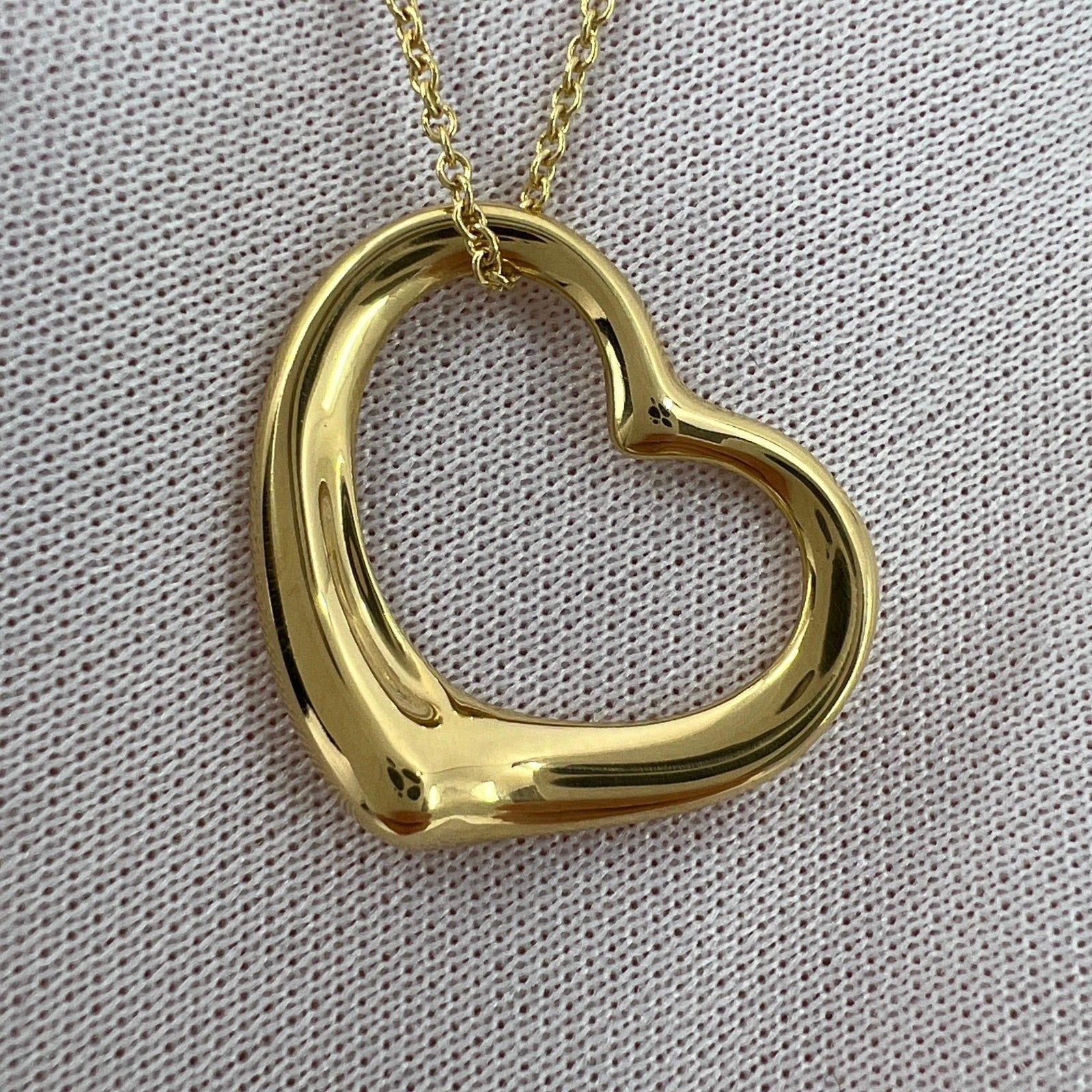 Tiffany & Co. Elsa Peretti 22mm Large Open Heart 18k Gold Pendant Neck ...