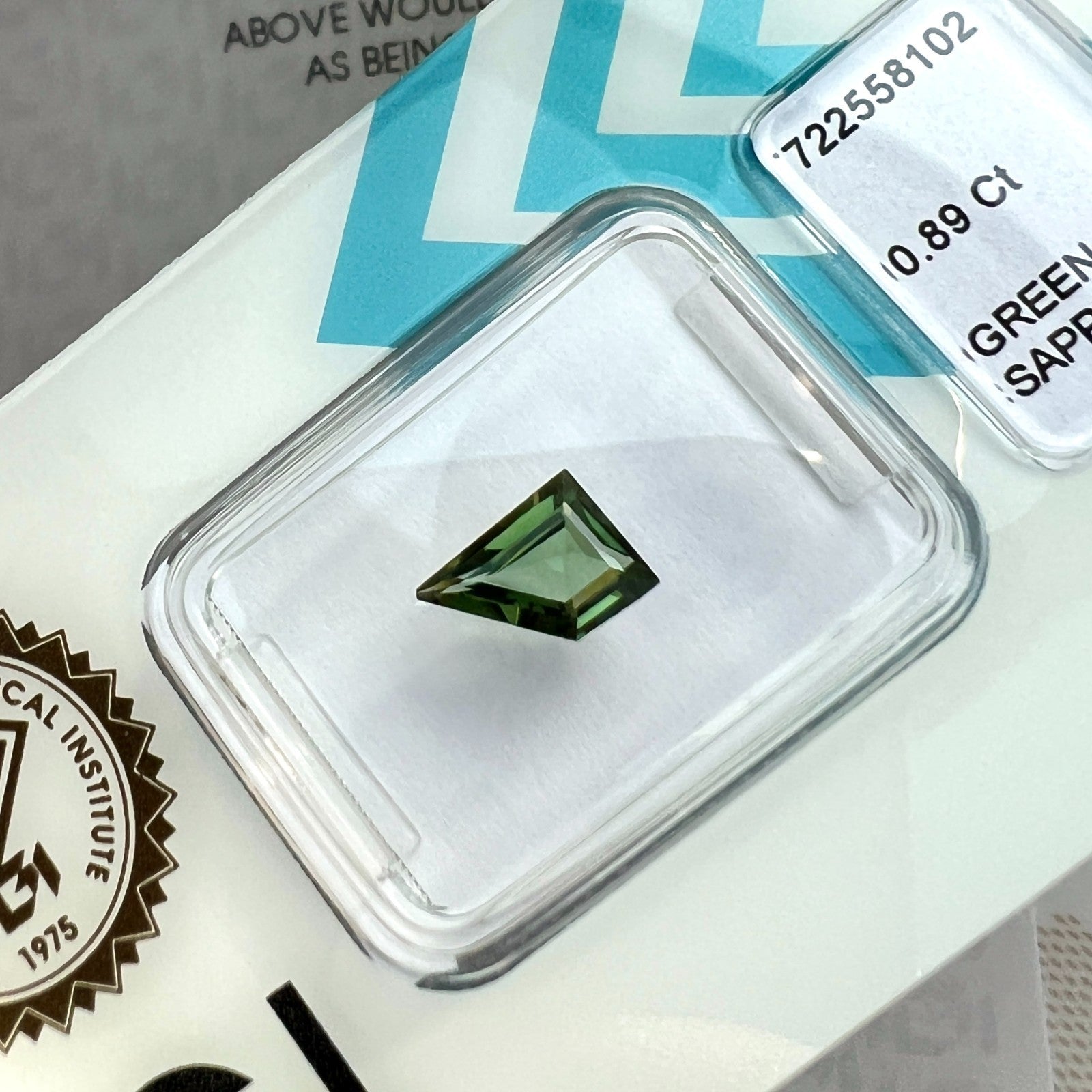 IGI CERTIFIED 0.89ct Sapphire AUSTRALIA Blue Green UNHEATED Trapezoid ...