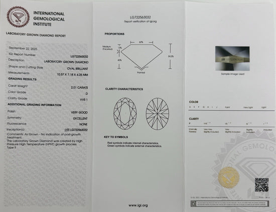 2.01ct IGI Certified Lab Grown Oval Cut Diamond D VVS1 Platinum Solita ...