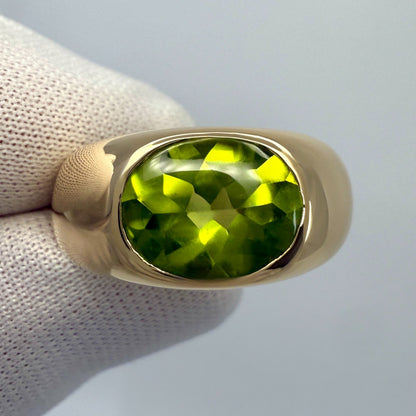 Rare Vintage Van Cleef & Arpels Peridot Oval 18k Gold Signet Bezel Rub ...
