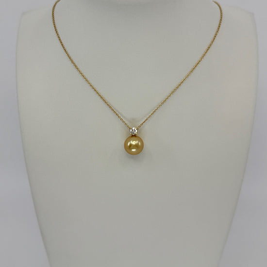 Tiffany & Co. Golden Southsea Pearl & Diamond 18k Yellow Gold Pendant ...