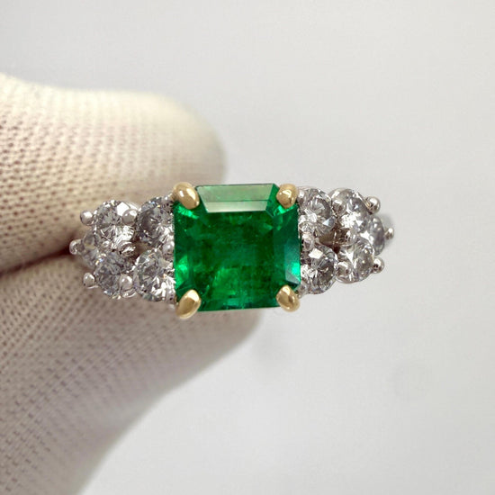 Rare Tiffany & Co. Fine Green Emerald & Diamond Platinum & 18k Gold Cl ...
