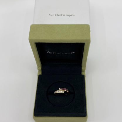 Rare Vintage Van Cleef & Arpels Ruby Diamond 18k Yellow Gold Bypass Ba ...
