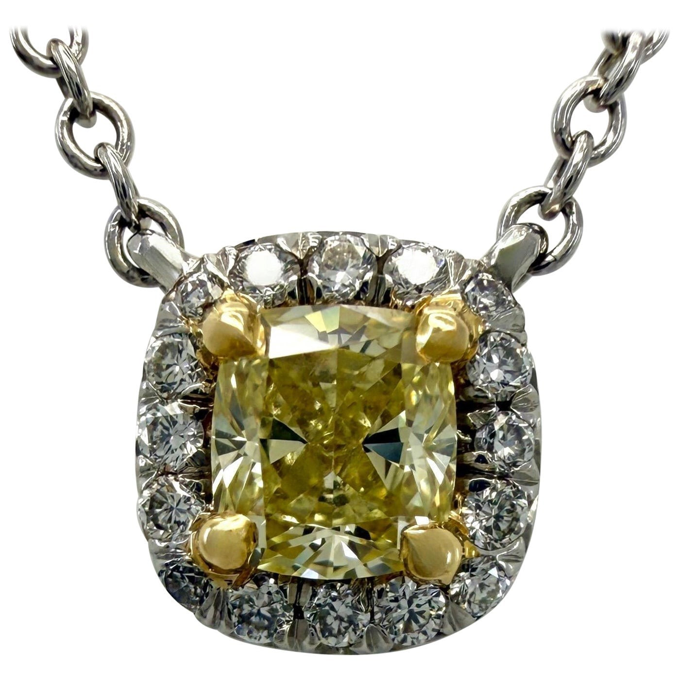 Tiffany & Co. Fancy Yellow Diamond Soleste 18k Gold Platinum Cluster P ...